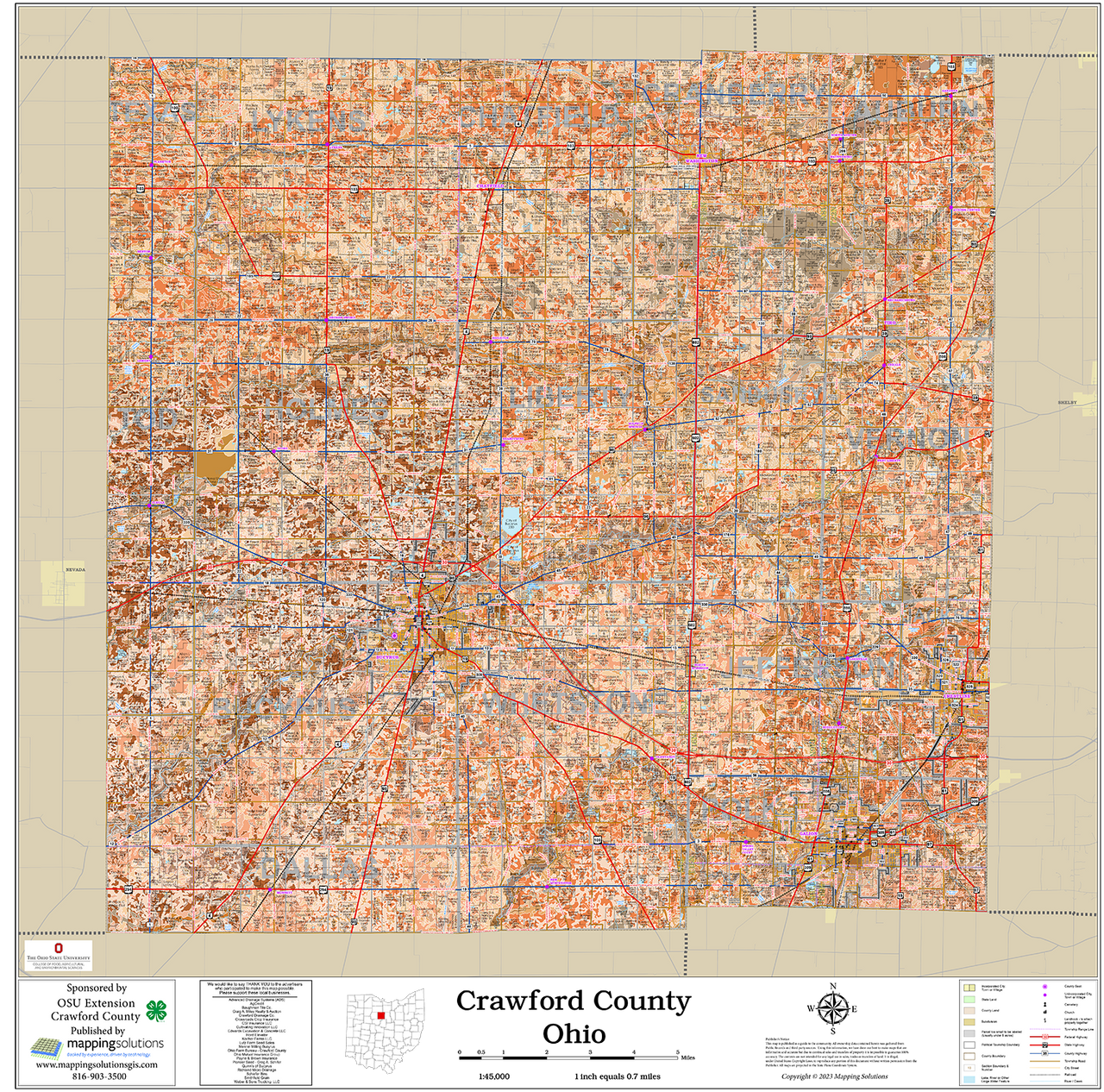 Crawford County Ohio 2026 Soils Wall Map | Mapping Solutions