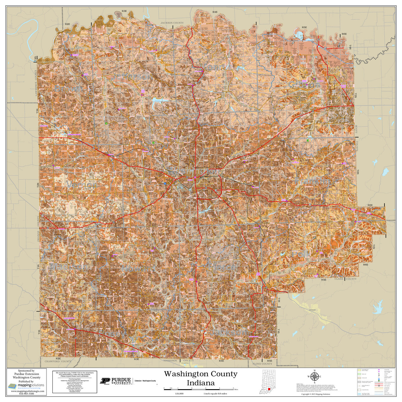 Washington County Indiana 2023 Soils Wall Map | Mapping Solutions