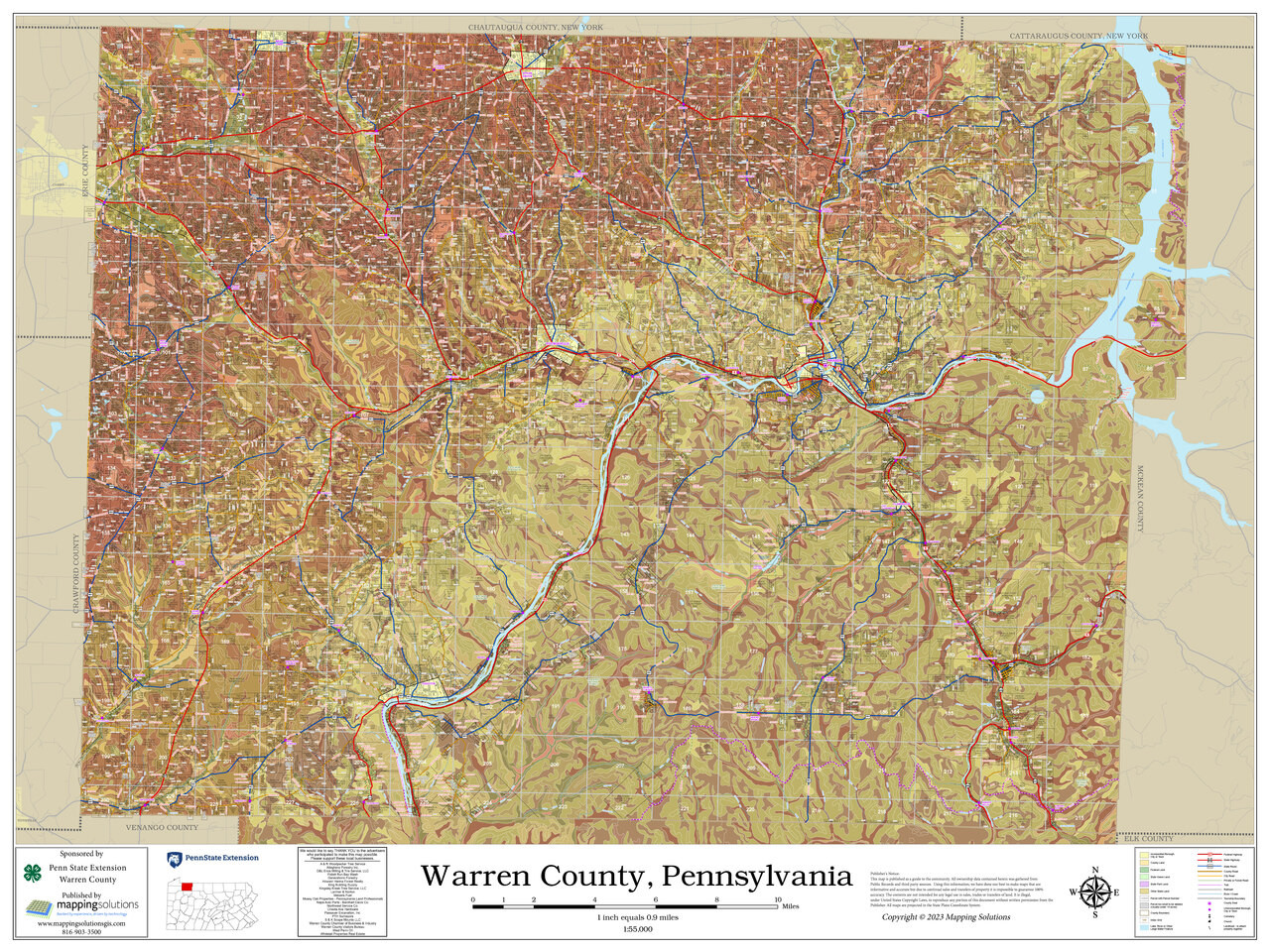 Warren County Pennsylvania 2023 Soils Wall Map | Mapping Solutions