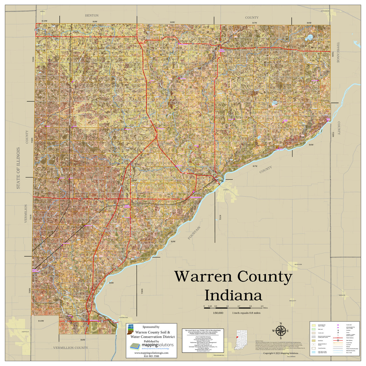 Warren County Indiana 2024 Soils Wall Map | Mapping Solutions