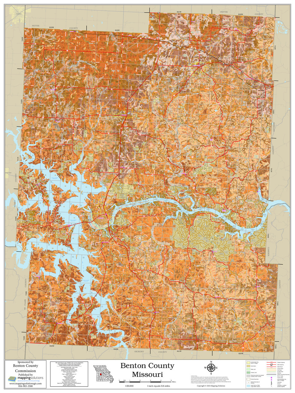 Benton County Missouri 2024 Soils Wall Map | Mapping Solutions