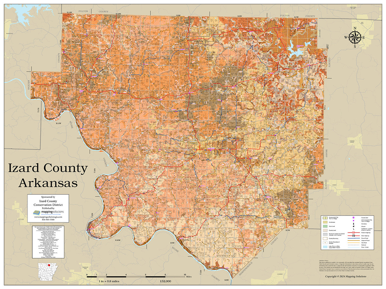 Izard County Arkansas 2024 Soils Wall Map | Mapping Solutions