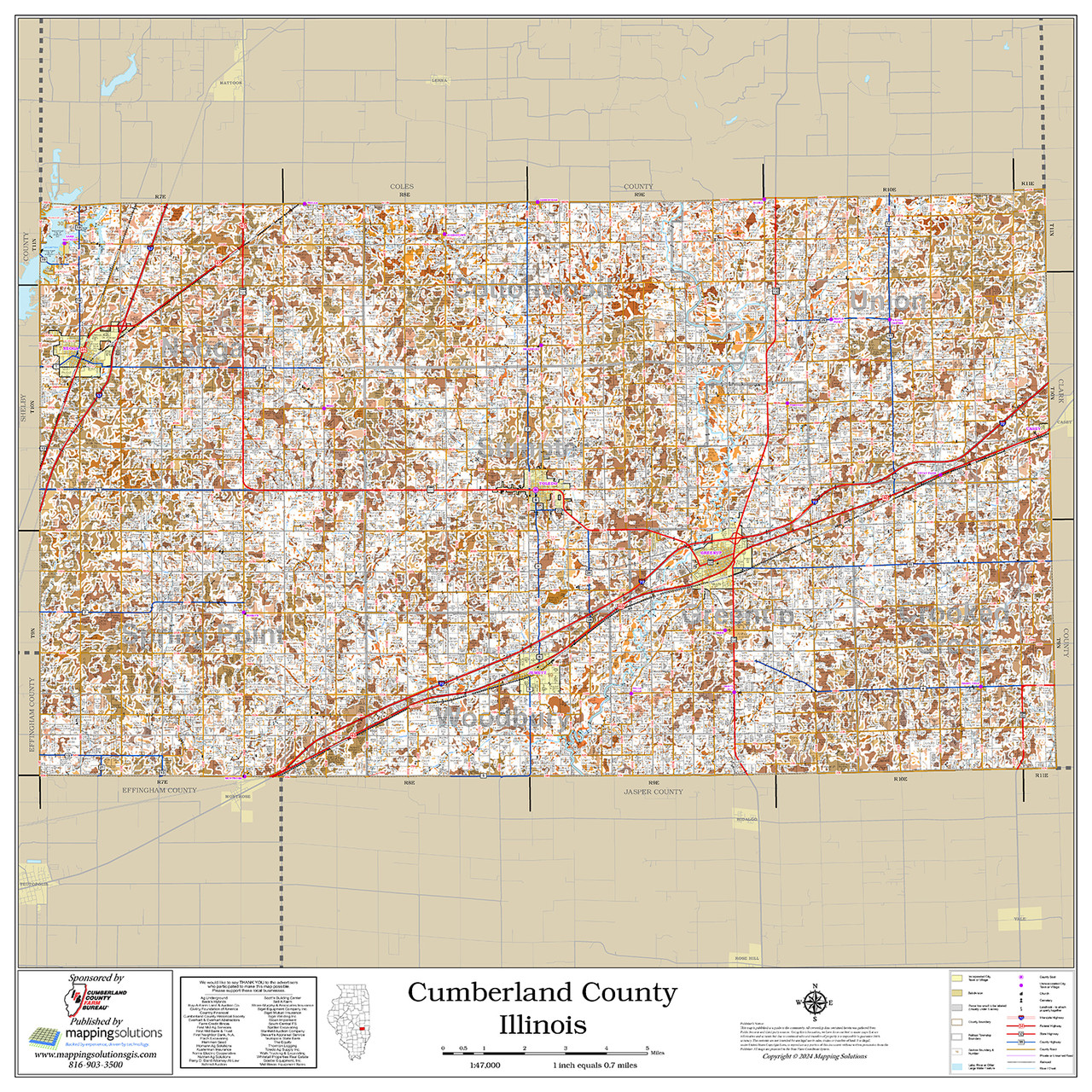 Cumberland County Illinois 2024 Soils Wall Map | Mapping Solutions