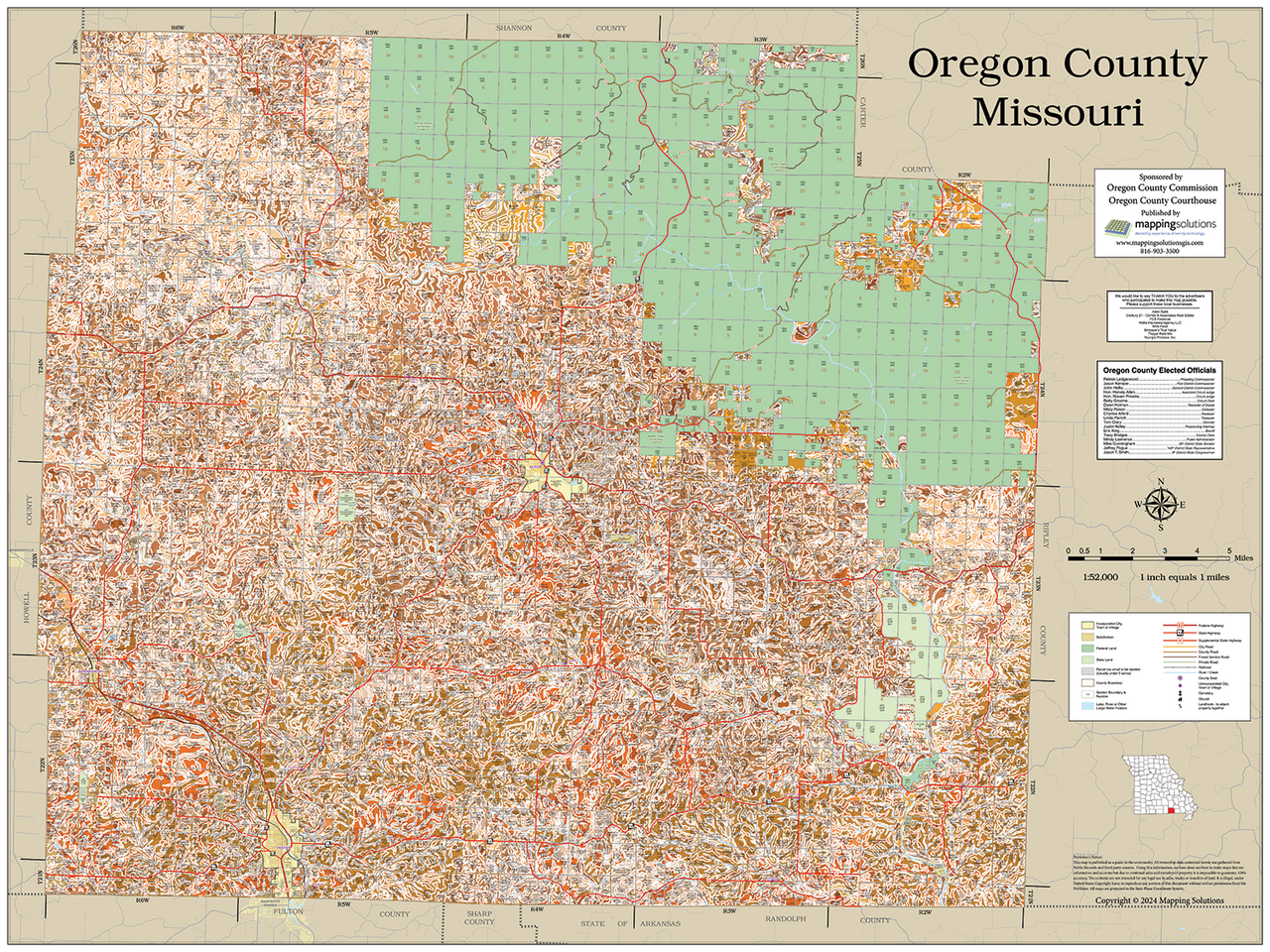 Oregon County Missouri 2024 Soils Wall Map | Mapping Solutions