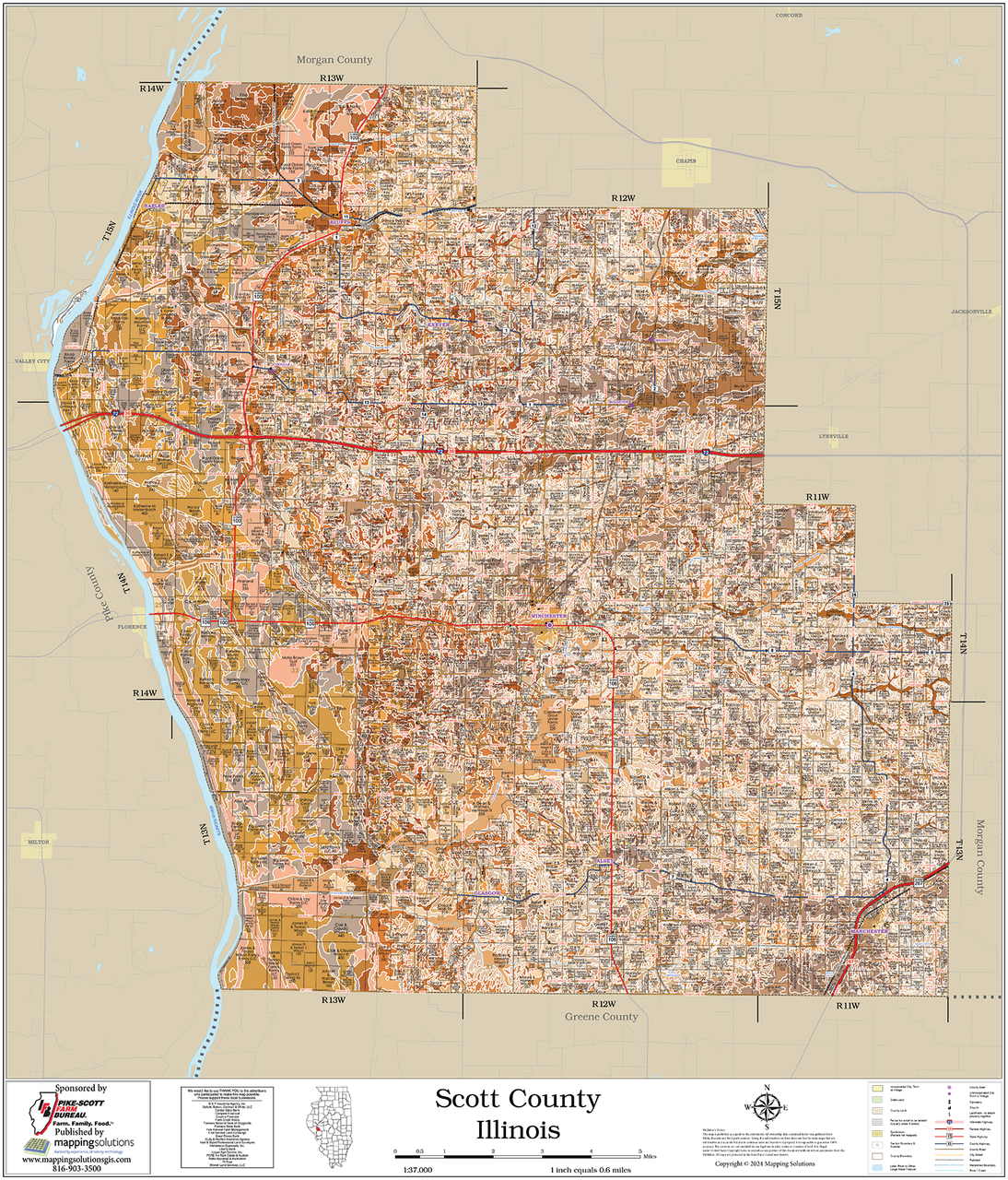 Scott County Illinois 2024 Soils Wall Map | Mapping Solutions