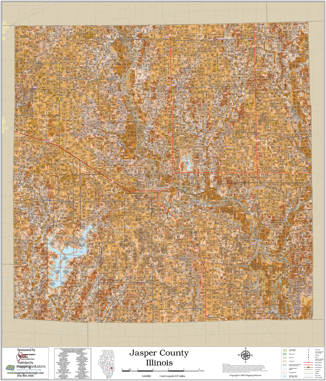 Jasper County Illinois 2024 Soils Wall Map | Mapping Solutions