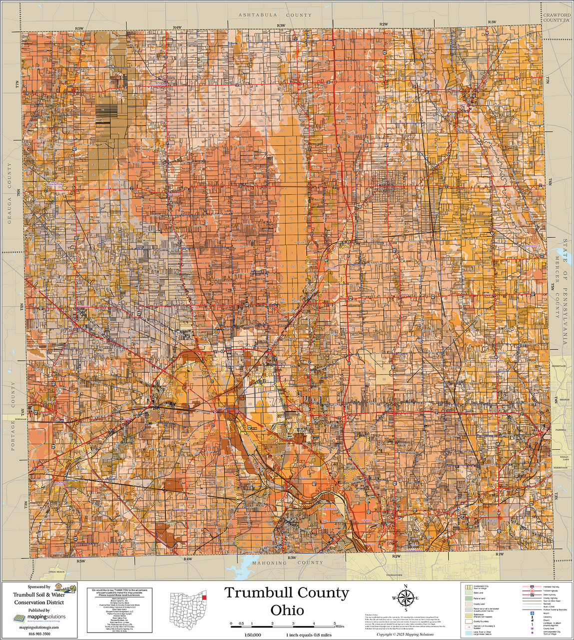 Trumbull County Ohio 2025 Soils Wall Map | Mapping Solutions