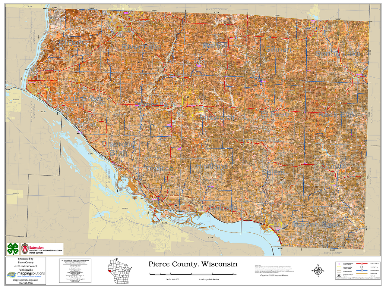 Pierce County Wisconsin 2025 Soils Wall Map | Mapping Solutions