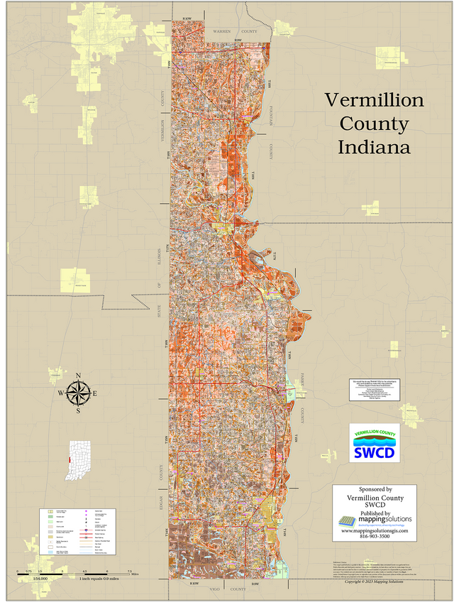 Vermillion County Indiana 2026 Soils Wall Map | Mapping Solutions