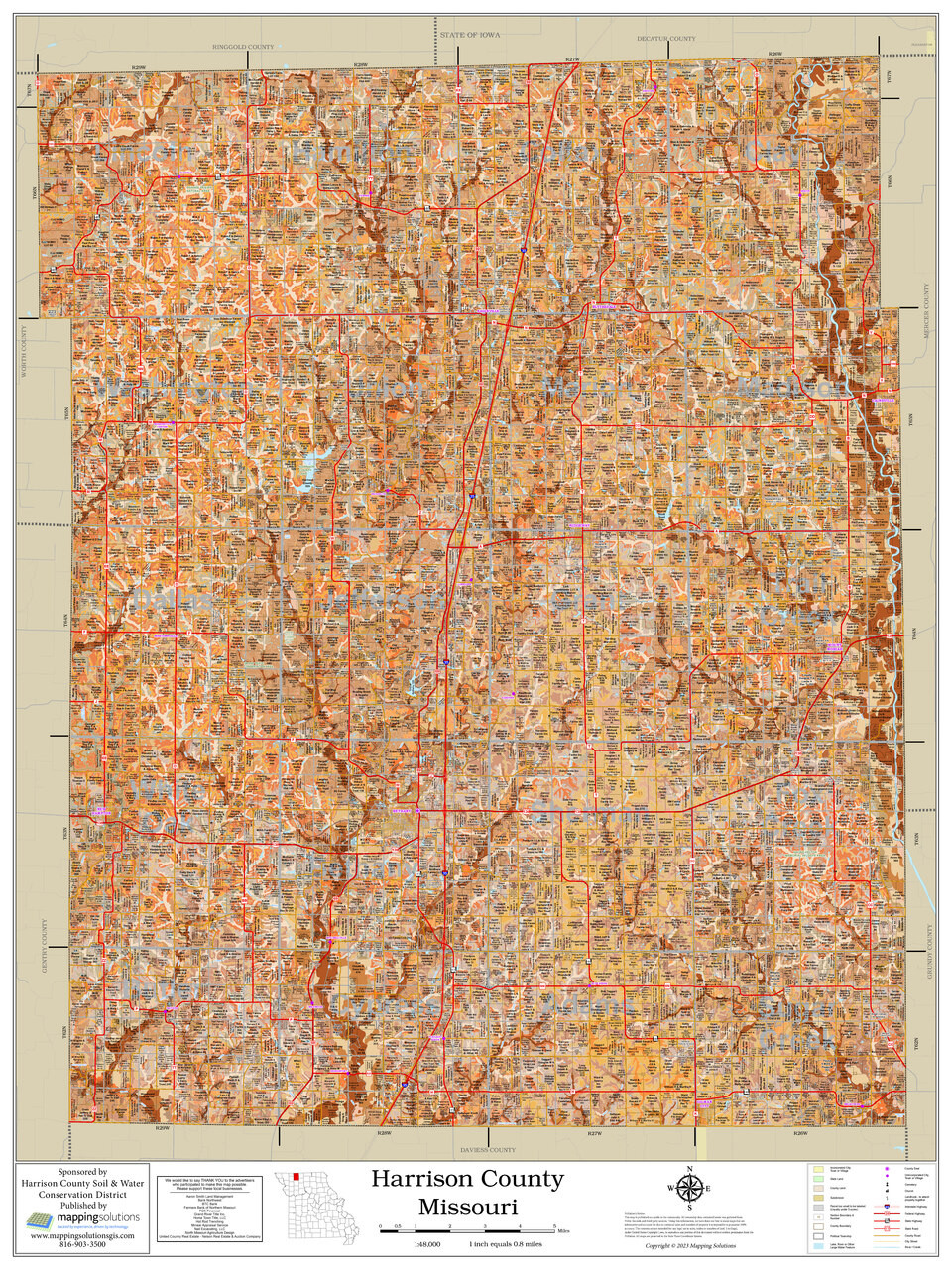 Harrison County Missouri 2024 Wall Map | Mapping Solutions