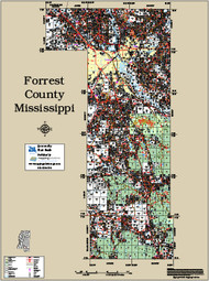 Forrest County Mississippi 2015 Wall Map, Forrest County Parcel Map ...