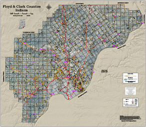 Floyd-Clark Counties Indiana 2018 Aerial Wall Map, Floyd-Clark Counties ...