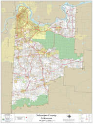 Sebastian County Arkansas 2023 Wall Map | Mapping Solutions