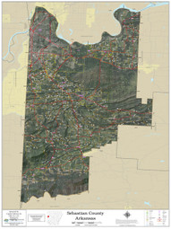 Sebastian County Arkansas 2023 Aerial Wall Map | Mapping Solutions