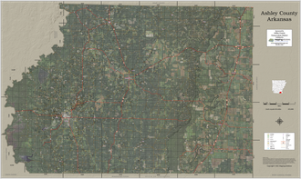 Ashley County Arkansas 2025 Aerial Wall Map | Mapping Solutions