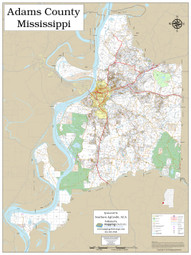 Adams County Mississippi 2019 Wall Map | Mapping Solutions