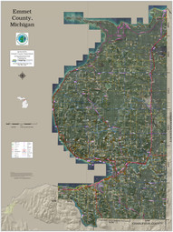 Emmet County Michigan 2023 Aerial Wall Map | Mapping Solutions