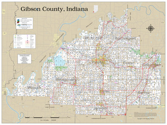 Gibson County Indiana 2020 Wall Map | Mapping Solutions