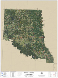 Sevier County Arkansas 2023 Aerial Wall Map | Mapping Solutions