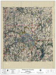 Delaware County Indiana 2024 Aerial Wall Map | Mapping Solutions
