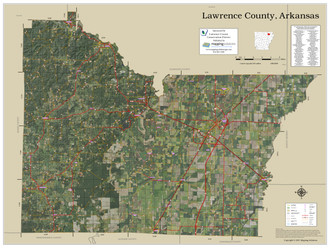 Lawrence County Arkansas 2022 Aerial Wall Map | Mapping Solutions