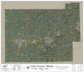 Coles County Illinois 2022 Aerial Wall Map | Mapping Solutions