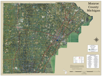 Monroe County Michigan 2023 Aerial Wall Map | Mapping Solutions