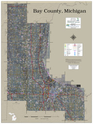 Bay County Michigan 2023 Aerial Wall Map | Mapping Solutions