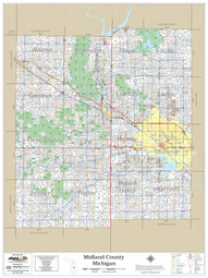 Midland County Michigan 2024 Wall Map | Mapping Solutions