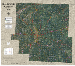 Muskingum County Ohio 2025 Aerial Wall Map | Mapping Solutions