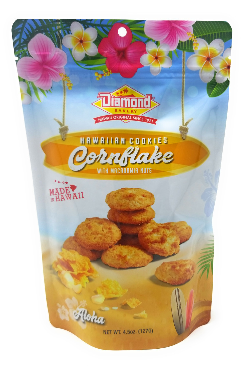 Diamond Bakery Hawaiian Cookies Cornflake with Macadamia Nuts 4.5 oz ...
