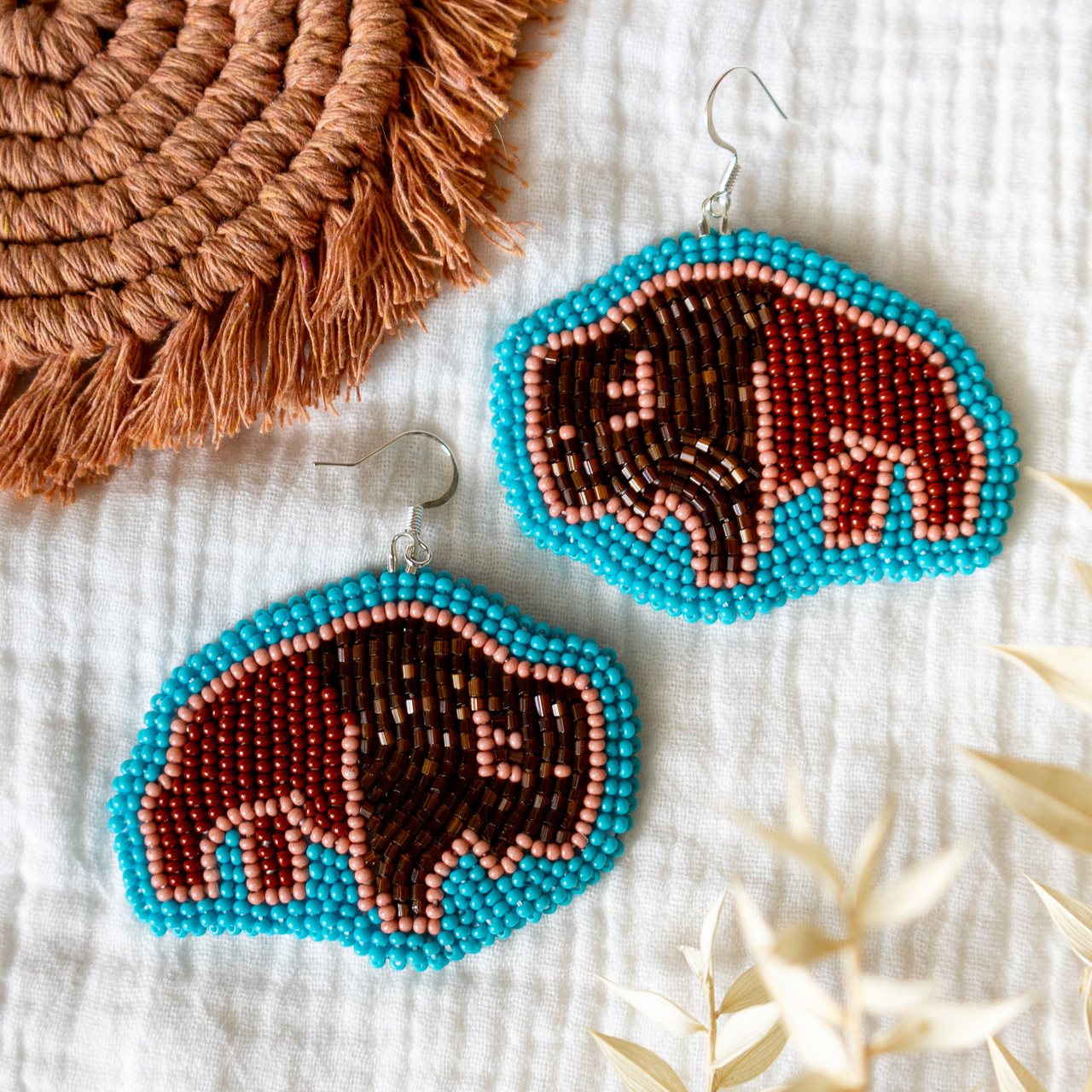 Bison Beaded Earrings - Glacier National Park Conservancy