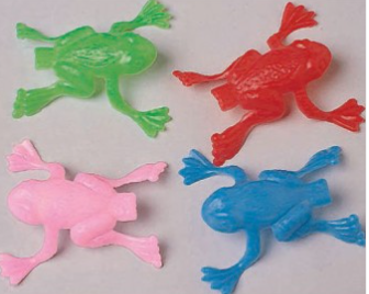 Plastic jumping frogs