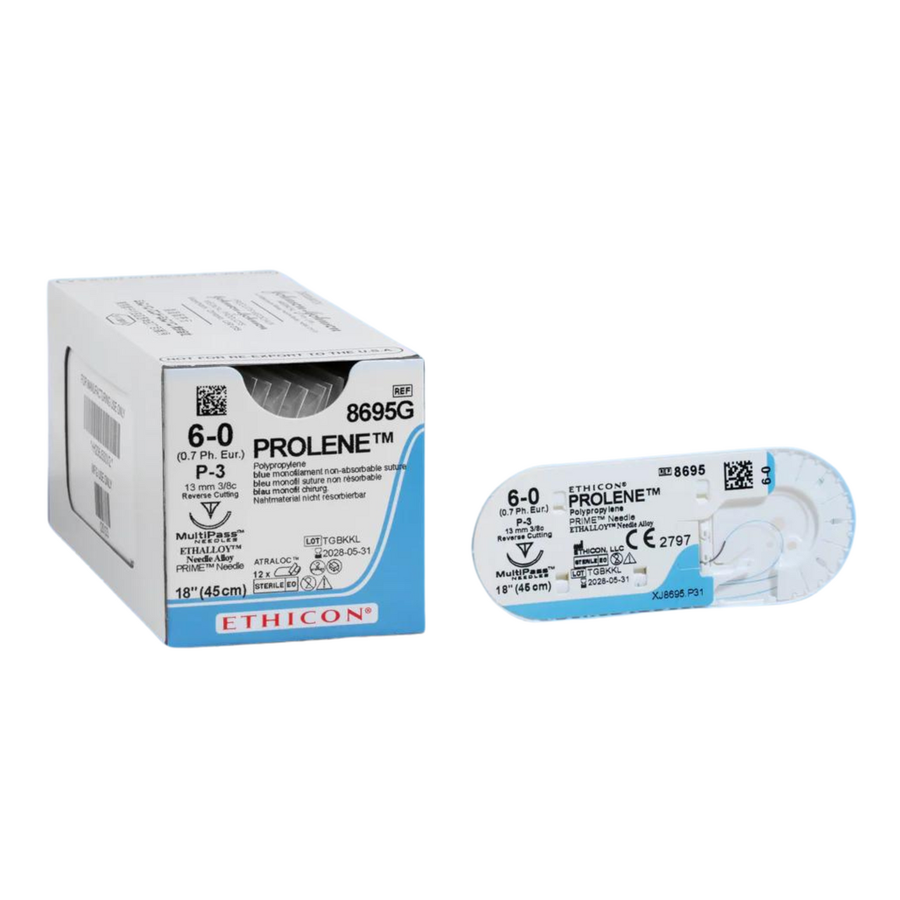 Suture Prolene Mono P-3 6-0 Blue 18in Suture 12/Box #8695G - Dental Market