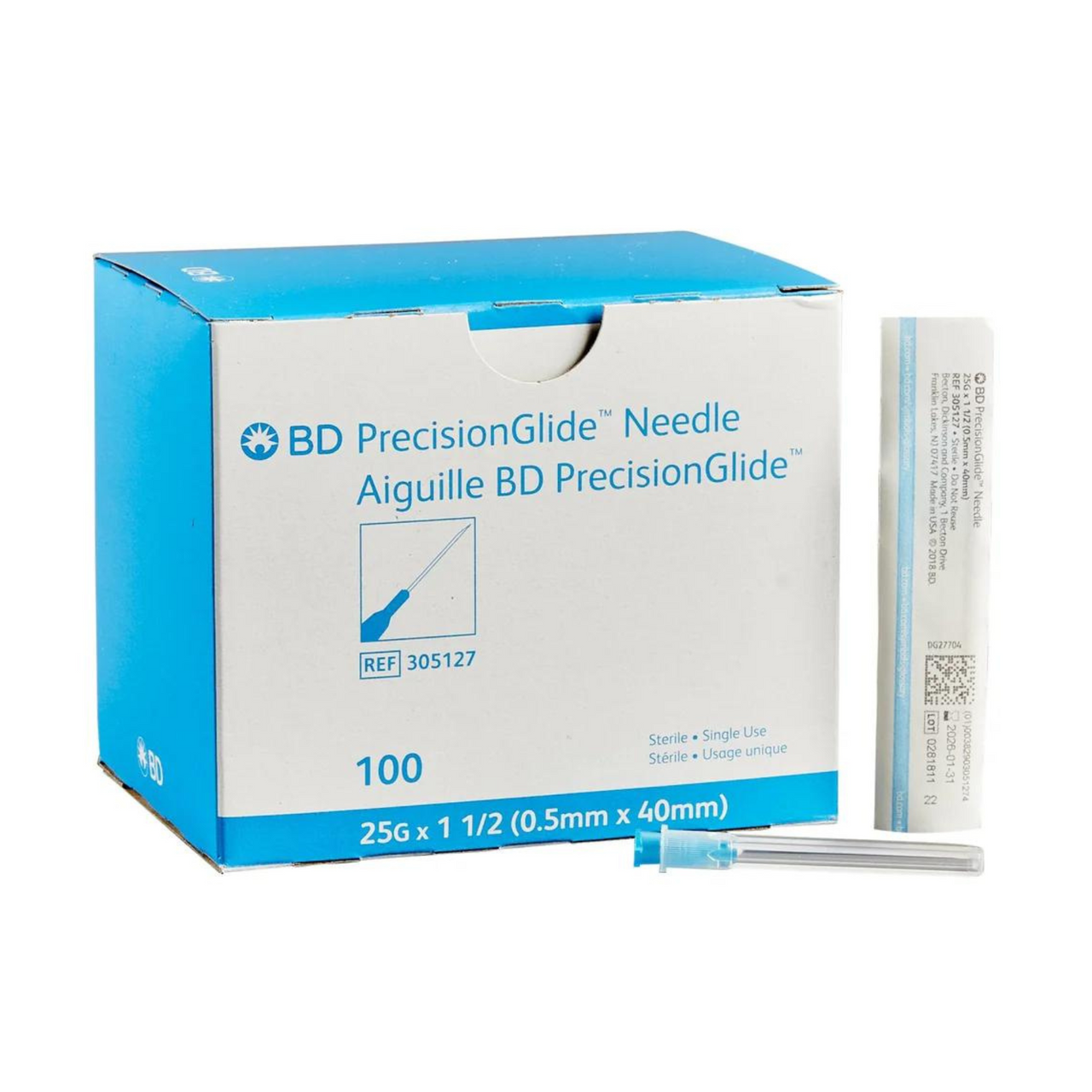 PrecisionGlide Hypodermic Needle 25Gx1-1/2" Blue Conventional 100/Box ...