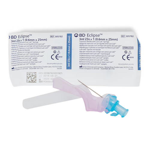 Eclipse Syringe/Needle 3cc 23Gx1" Safety 50/Box - Dental Market