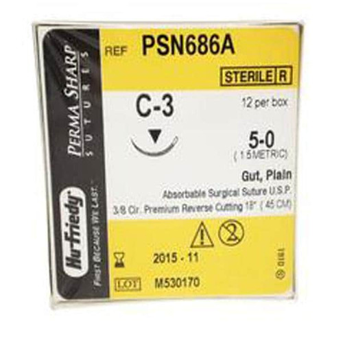 Perma Sharp Suture 5-0 Plain Gut C-3 Undyed 18" Monofilament 12/Box ...