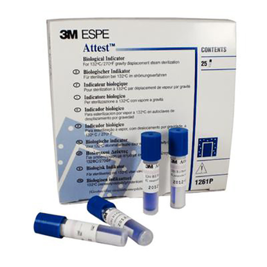 3M Attest Biological Indicators 1261 for Steam Sterilization, 25/Box ...