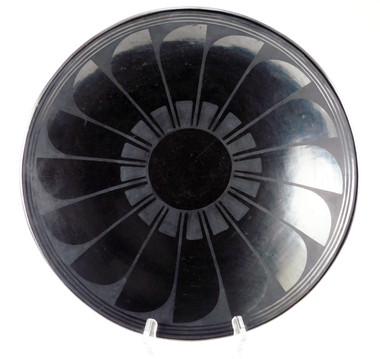 Large Black Feather Plate by Marie Maria Martinez