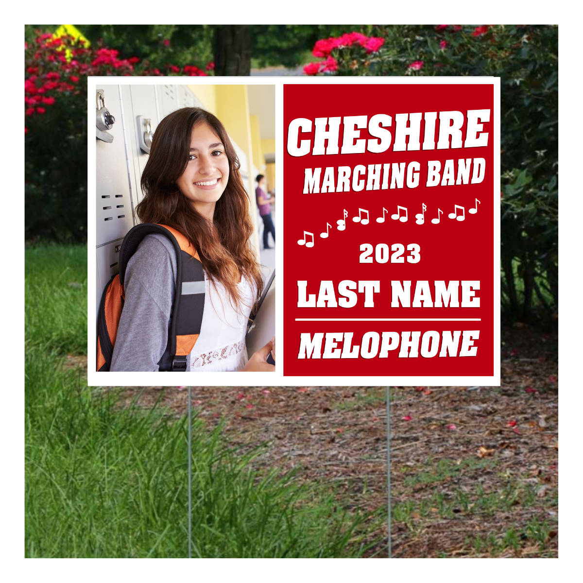Cheshire Ram Band Lawn Sign with Photo - Southington the Athletic Shop