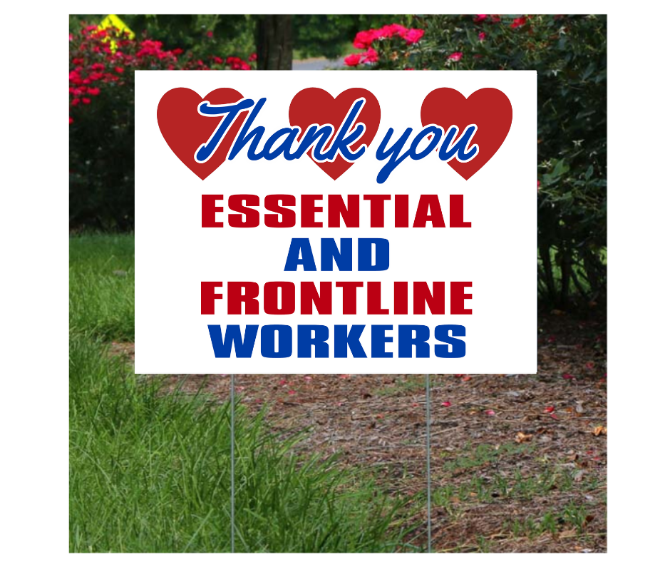 Essential and Frontline Workers Lawn Sign - Southington the Athletic Shop