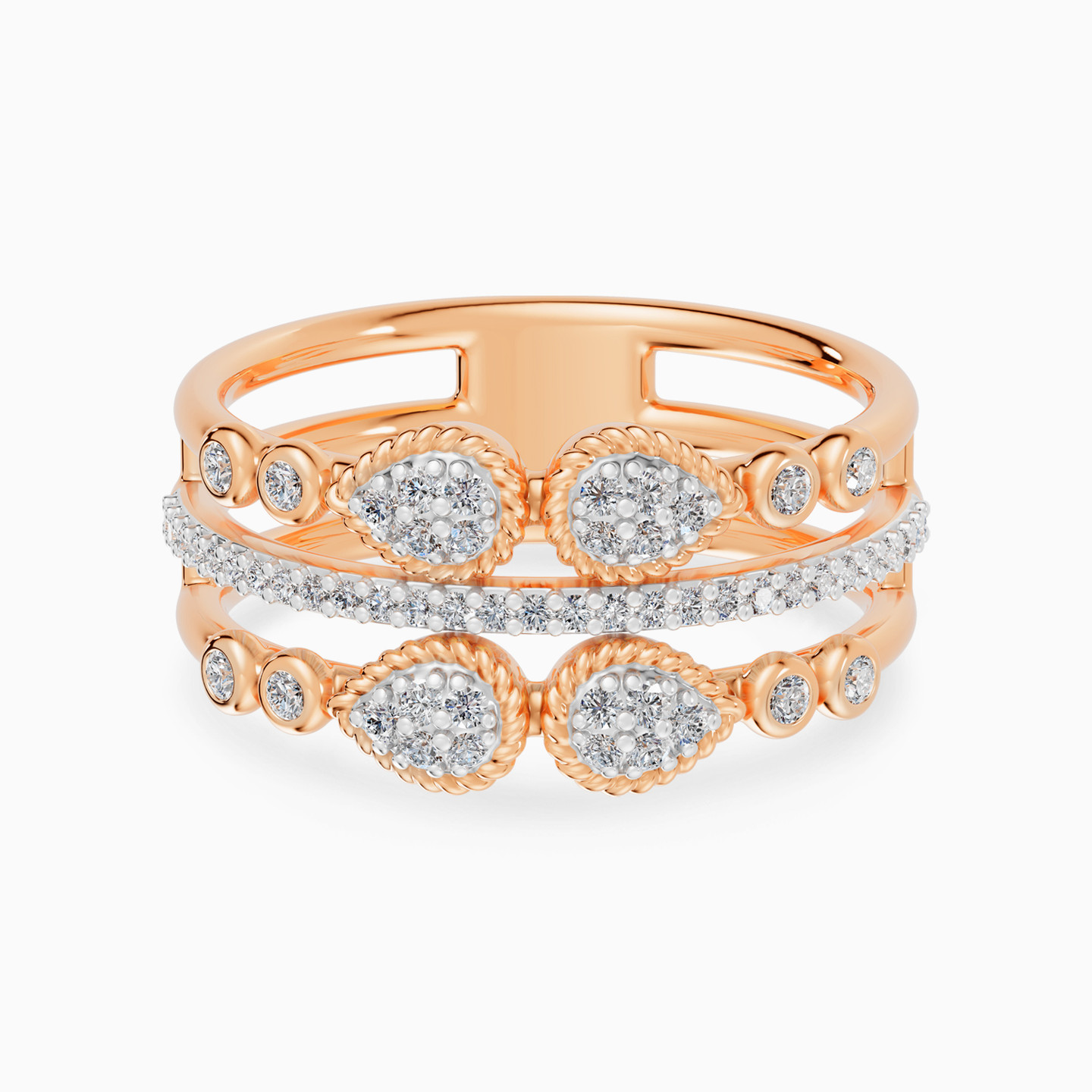 Pear Clusters Multiband Diamond Ring in 18K Gold | L'azurde KSA