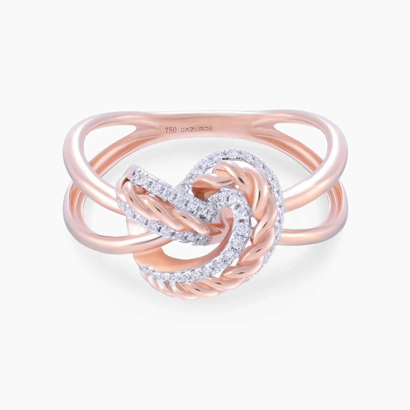 Knot Diamond Split Shank Ring in 18K Gold | L'azurde KSA