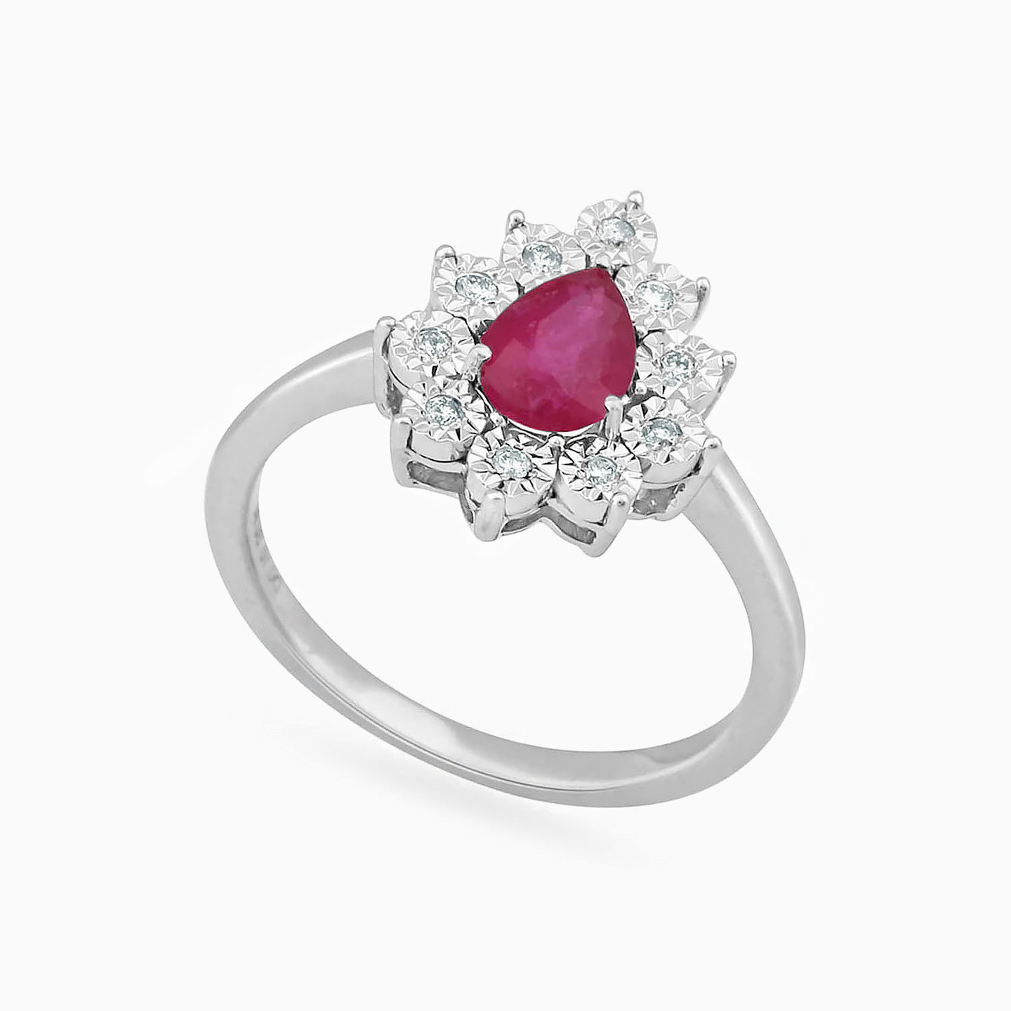 Pear Diamond & Ruby Ring in 18K Gold | L'azurde KSA