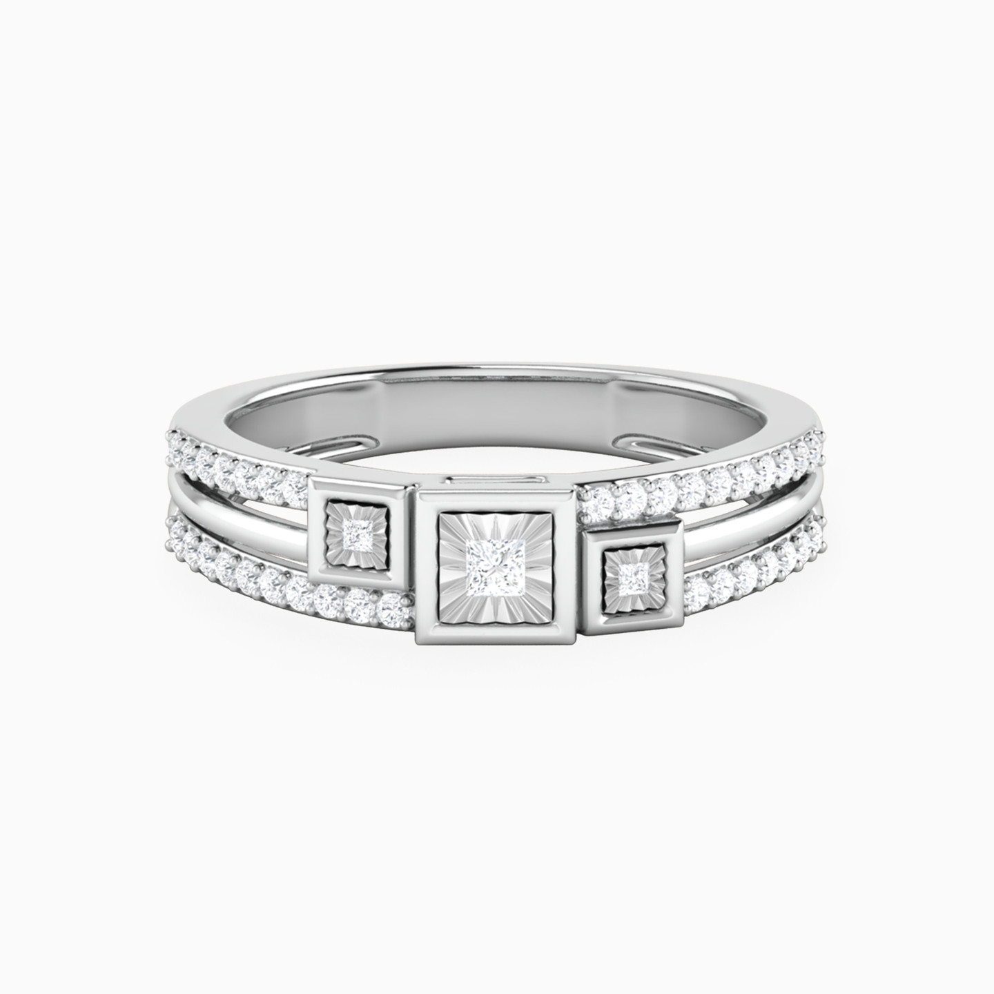 Square Diamond Ring in 18K Gold | L'azurde KSA