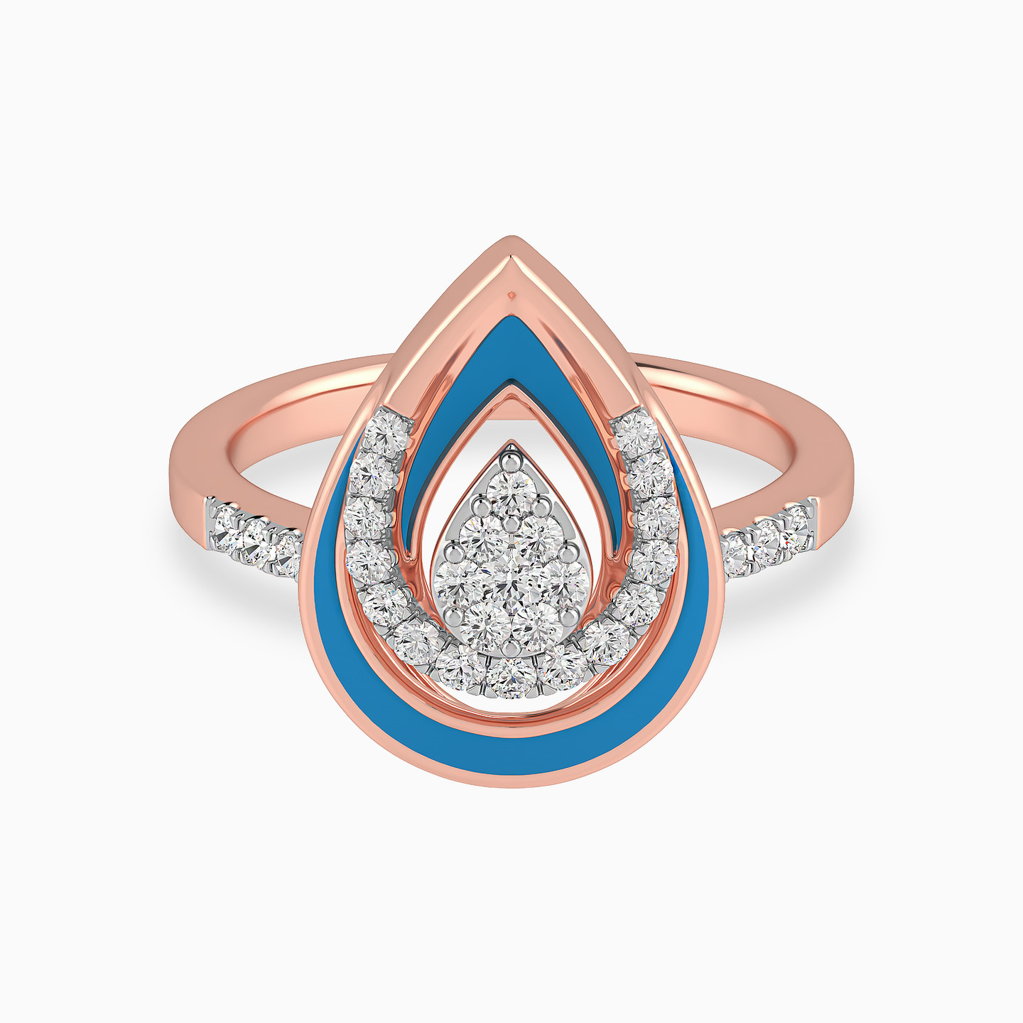 Pear Diamond & Enamel Coated Ring in 18K Gold | L'azurde KSA