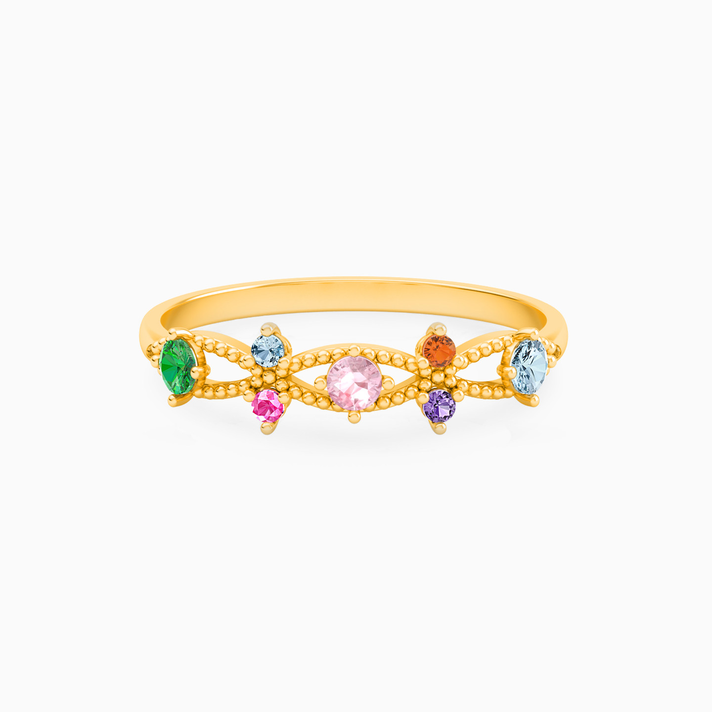Multishaped Colored Stones Ring in 18K Gold | L'azurde KSA