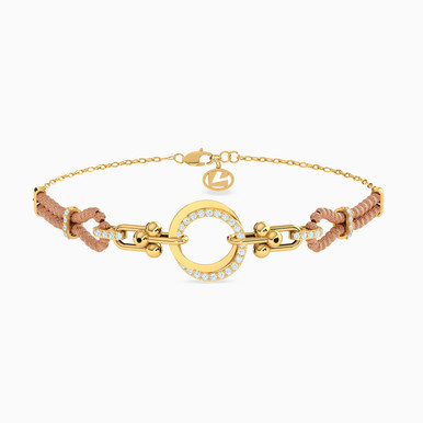 LGB90 - Circle Cubic Zirconia Chain Bracelet in 21K Gold - L'azurde - SA