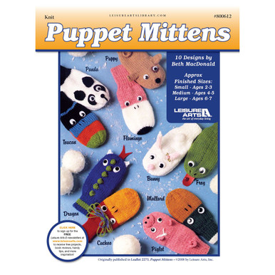 Leisure Arts Puppet Mittens Knit ePattern - Leisure Arts
