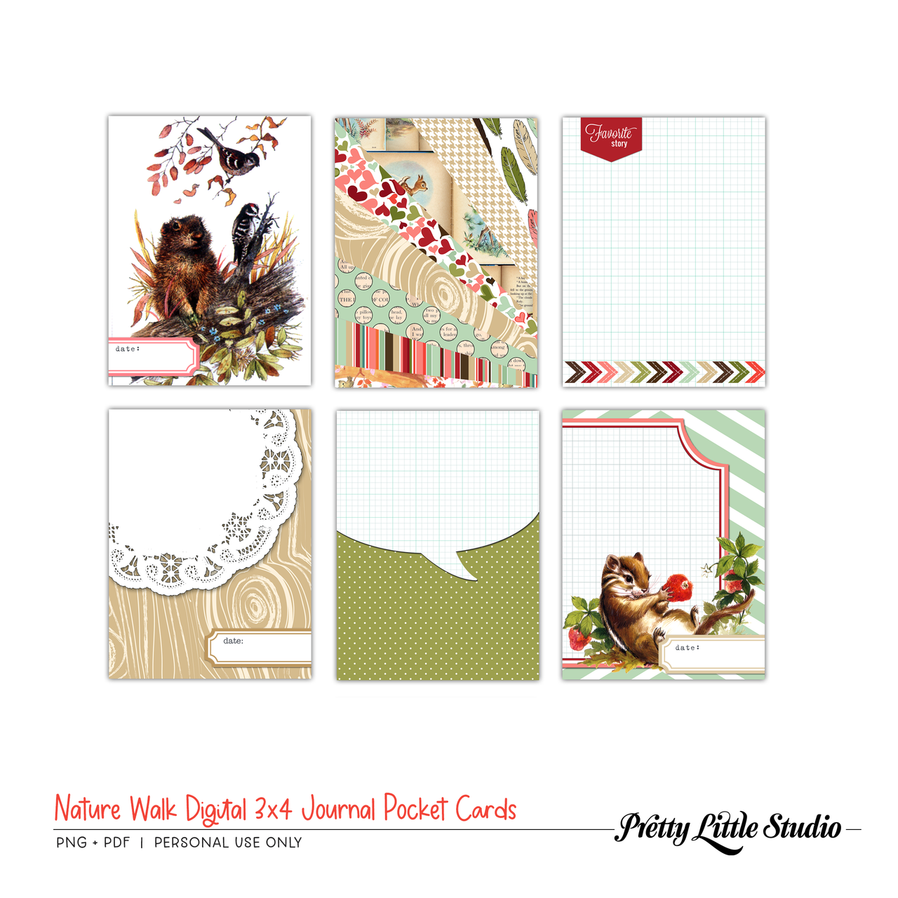 Digital | Nature Walk 3x4 Pocket Journal Cards - Pretty Little Studio